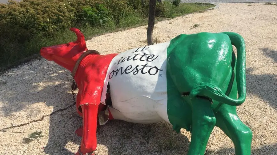 «Abbattuta» la mucca tricolore di via Sardegna | Giornale di Brescia