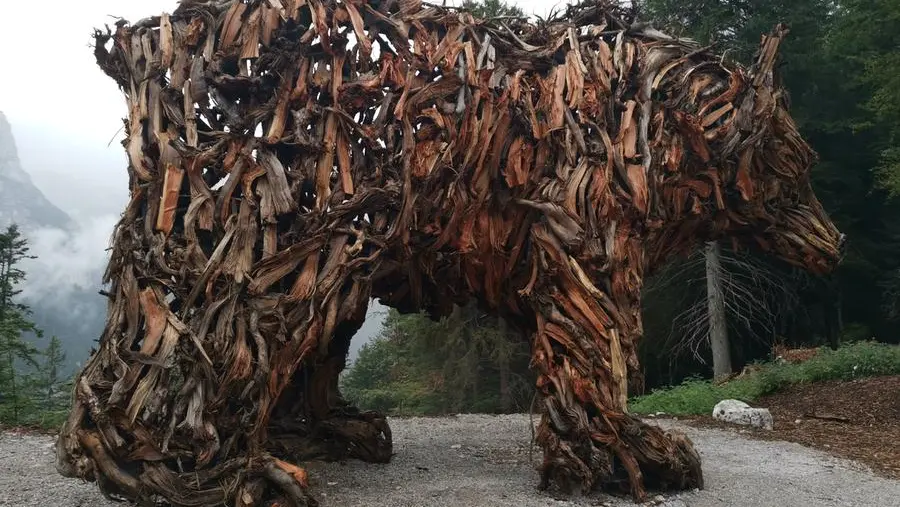 L’orso di legno tra il lago di Molveno e le Dolomiti di Brenta ...