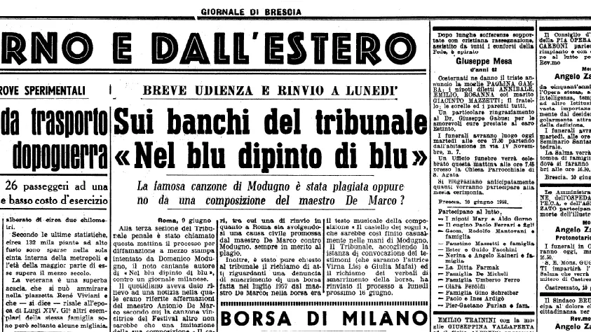 Accadde oggi: nel 1958 «Nel blu dipinto di blu» finì in tribunale ...