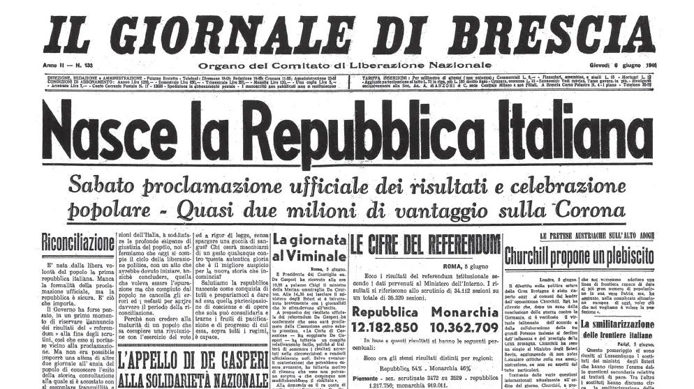 «Nasce la Repubblica»: con il GdB del 2 giugno la prima pagina di 80 ...
